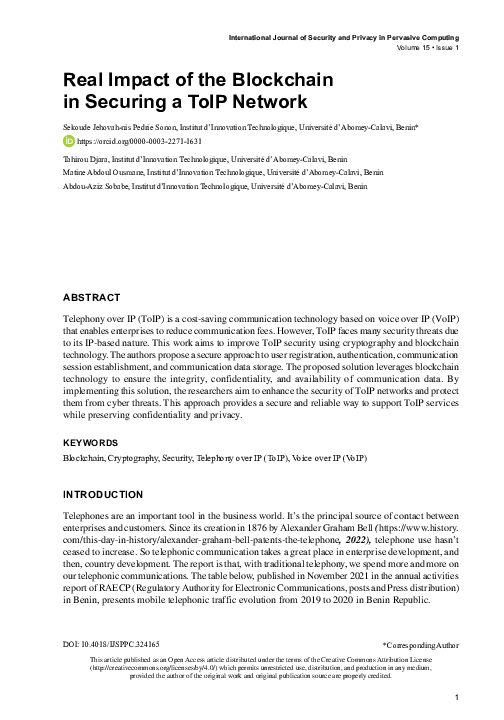 (PDF) Real Impact of the Blockchain in Securing a ToIP Network