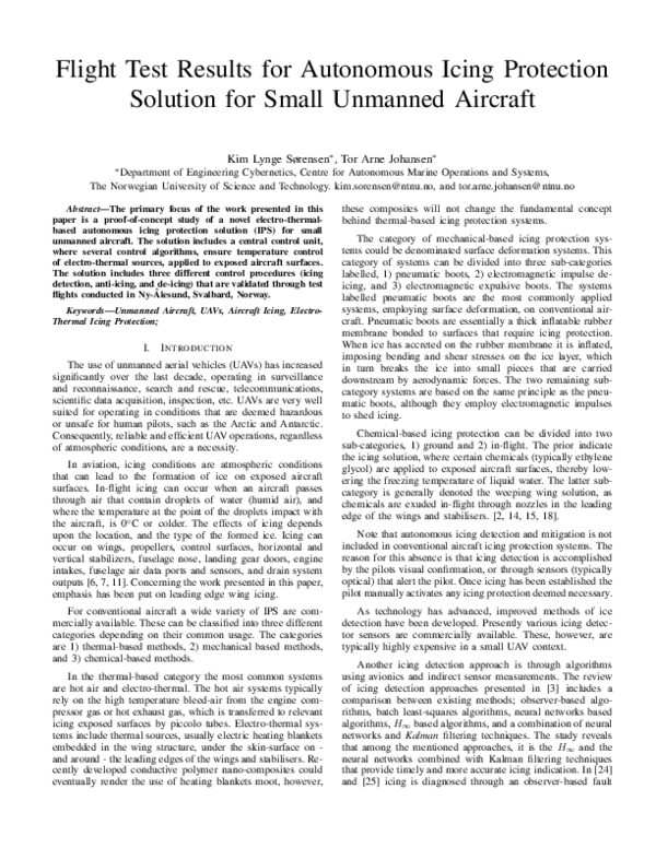 (PDF) Flight test results for autonomous icing protection solution for ...