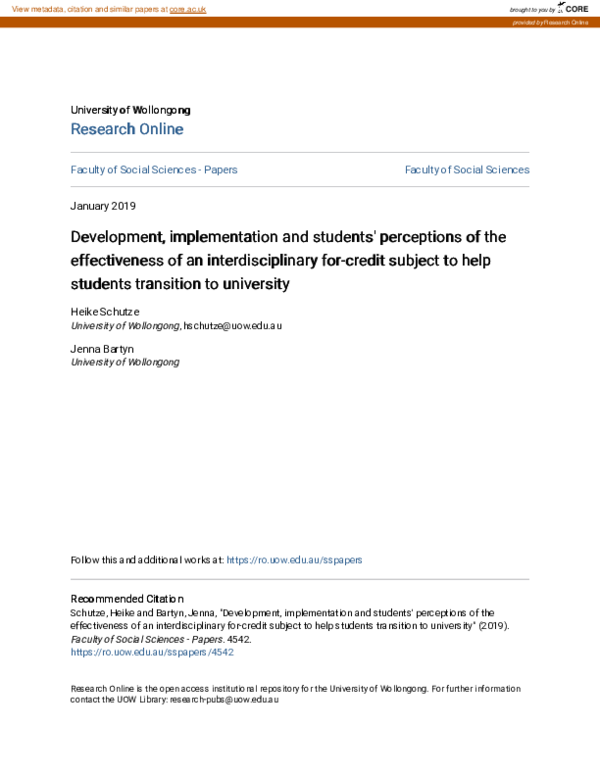 (PDF) Development, implementation and students\u27 perceptions of the effectiveness of an ...
