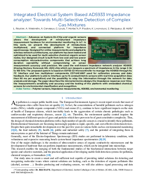 (PDF) Integrated Electrical System Based AD5933 Impedance analyzer: Towards Multi-Selective ...