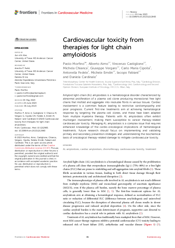 (PDF) Cardiovascular toxicity from therapies for light chain amyloidosis