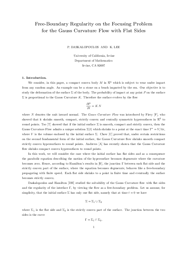 (PDF) Free-boundary regularity on the focusing problem for the Gauss ...
