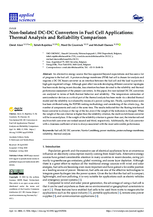 (PDF) Non-Isolated DC-DC Converters in Fuel Cell Applications: Thermal Analysis and Reliability ...
