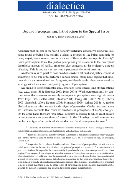 (PDF) Beyond Perceptualism: Introduction to the Special Issue