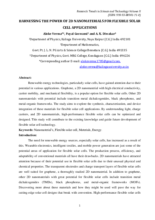 (PDF) HARNESSING THE POWER OF 2D NANOMATERIALS FOR FLEXIBLE SOLAR CELL ...