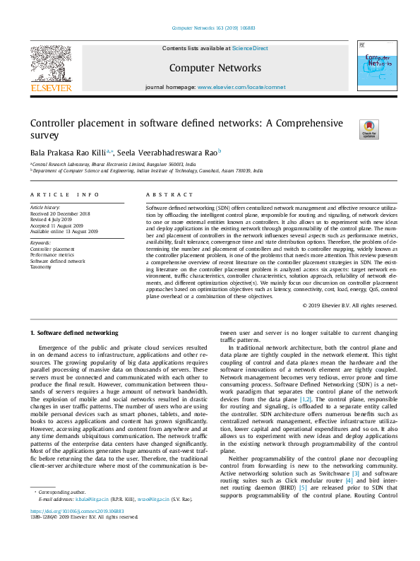 Pdf Controller Placement In Software Defined Networks A Comprehensive Survey