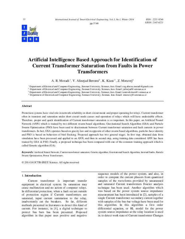 (PDF) Artificial Intelligence Based Approach for Identification of Current Transformer ...