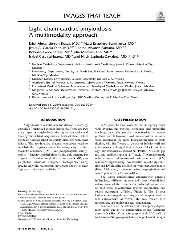 (PDF) Light-chain cardiac amyloidosis: A multimodality approach