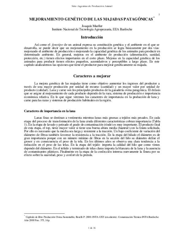 (PDF) Mejoramiento Gen tico De Las Majadas Patag nicas