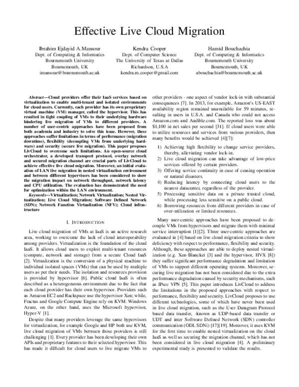 (PDF) Effective Live Cloud Migration