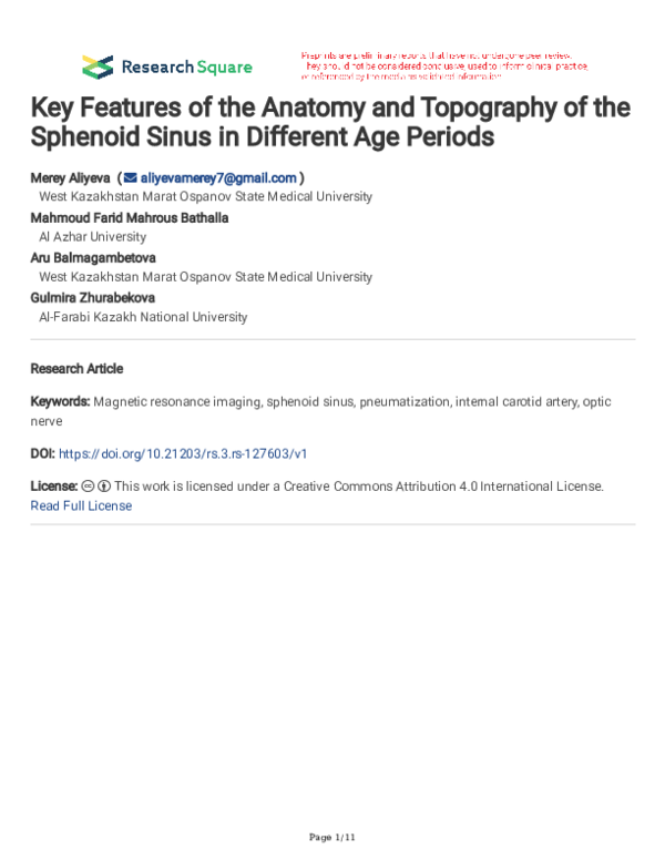 (PDF) Key Features of the Anatomy and Topography of the Sphenoid Sinus ...