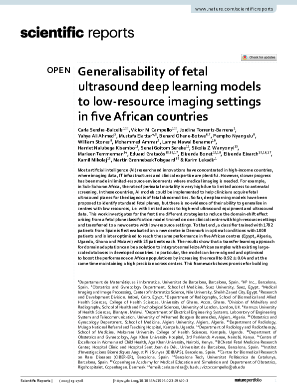 (PDF) Generalisability of fetal ultrasound deep learning models to low ...