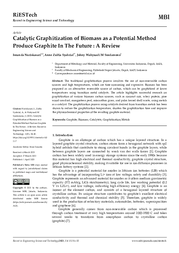 (PDF) Catalytic Graphitization of Biomass as a Potential Method Produce ...