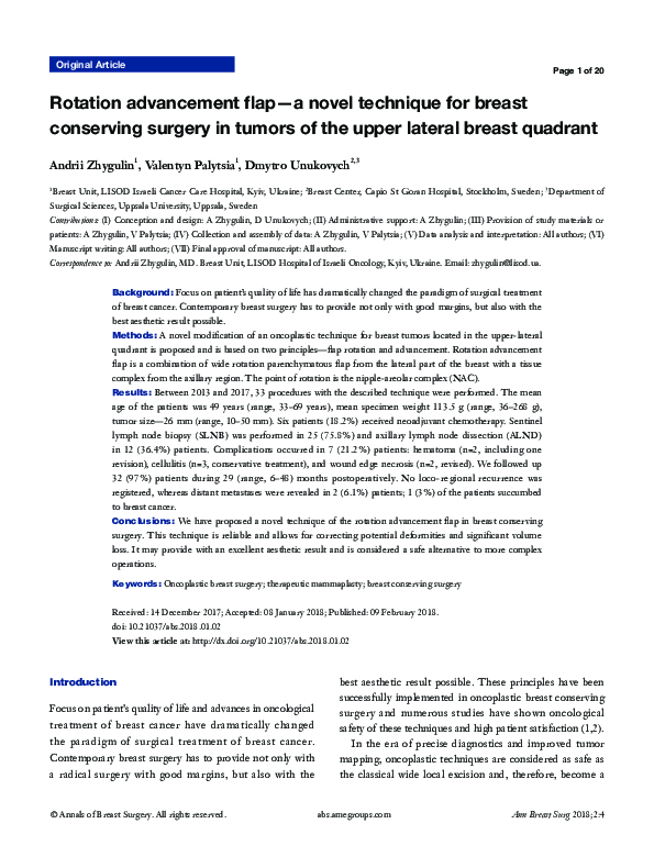 (PDF) Rotation advancement flap—a novel technique for breast conserving ...