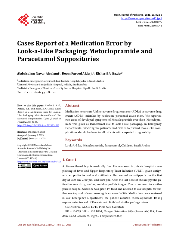 (PDF) Cases Report of a Medication Error by Look-a-Like Packaging ...