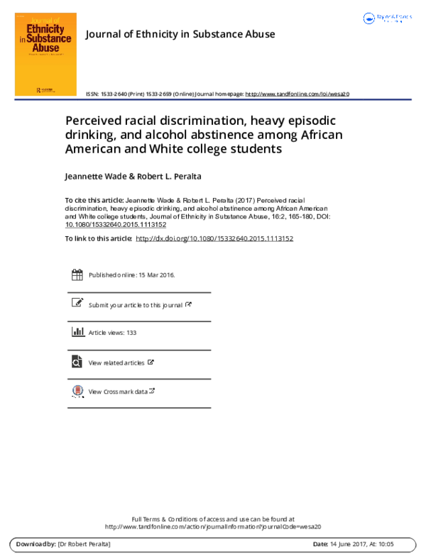 (PDF) Perceived racial discrimination, heavy episodic drinking, and ...