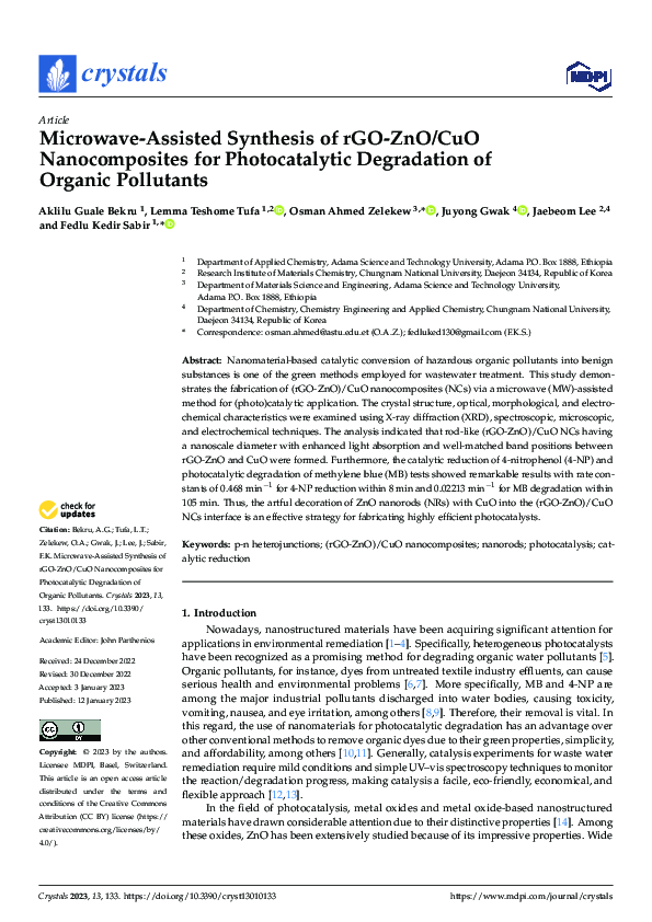 (PDF) Microwave-Assisted Synthesis of rGO-ZnO/CuO Nanocomposites for ...