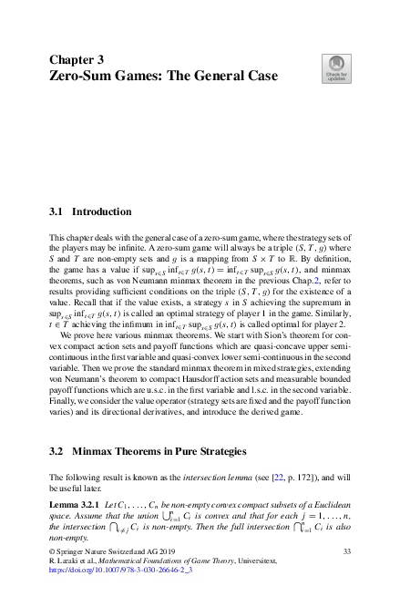(PDF) Zero-Sum Games: The General Case