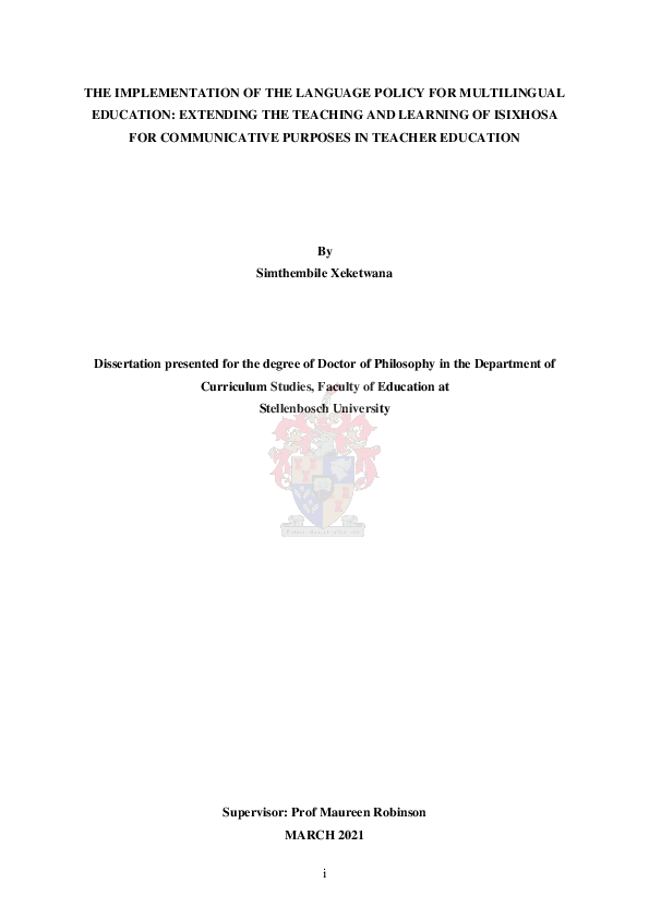 (PDF) The implementation of the language policy for multilingual education: extending the ...