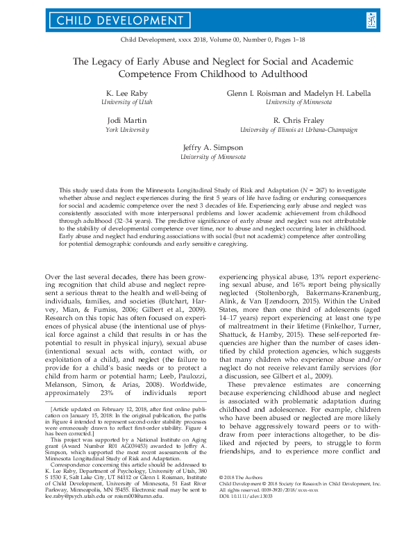 (PDF) The Legacy of Early Abuse and Neglect for Social and Academic ...