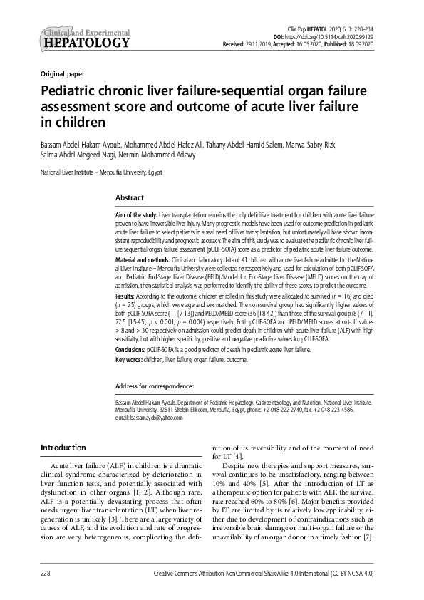 (PDF) Pediatric chronic liver failure-sequential organ failure ...