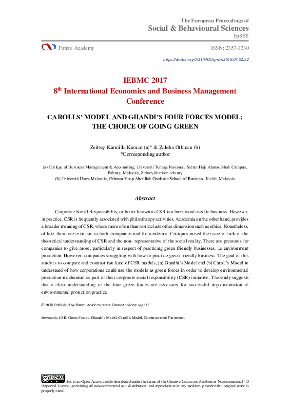 (PDF) Carolls’ Model And Ghandi’s Four Forces Model: The Choice Of ...