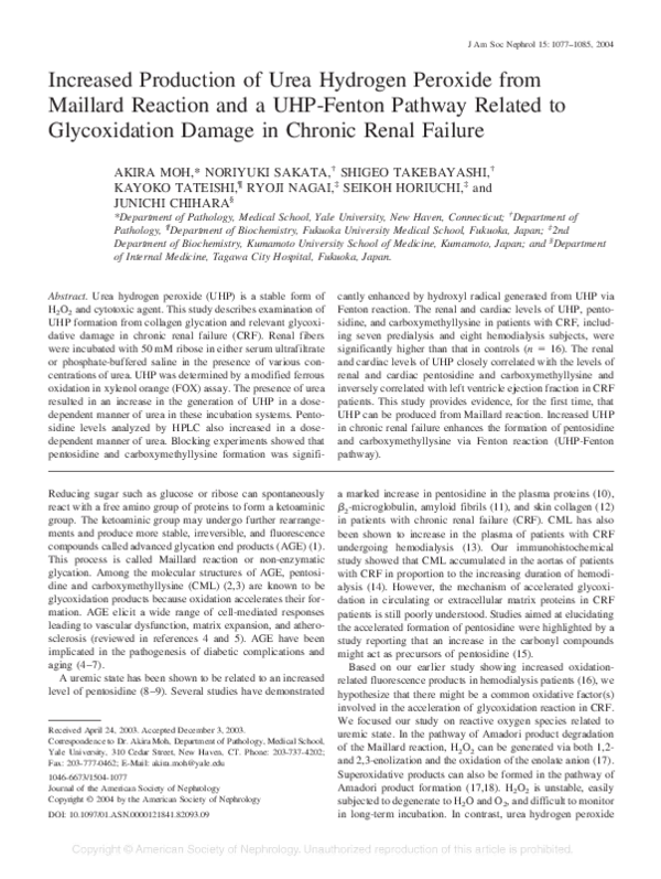 (PDF) Increased Production of Urea Hydrogen Peroxide from Maillard ...
