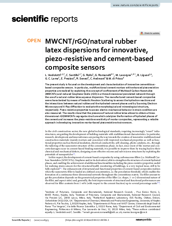 (PDF) MWCNT/rGO/natural rubber latex dispersions for innovative, piezo ...