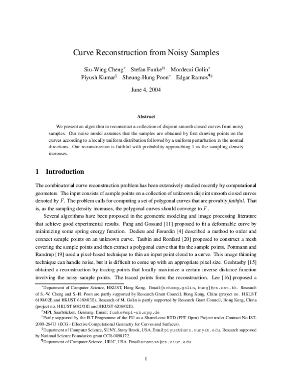(PDF) Curve reconstruction from noisy samples