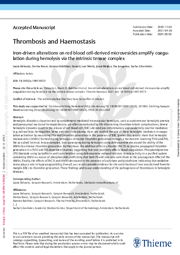 (PDF) Iron-Driven Alterations on Red Blood Cell-Derived Microvesicles ...