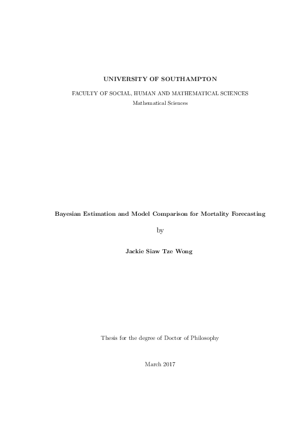 Pdf Bayesian Estimation And Model Comparison For Mortality Forecasting