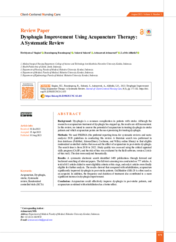 (PDF) Review Paper Dysphagia Improvement Using Acupuncture Therapy: A ...