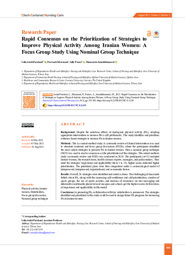 (PDF) Rapid Consensus on the Prioritization of Strategies to Improve ...