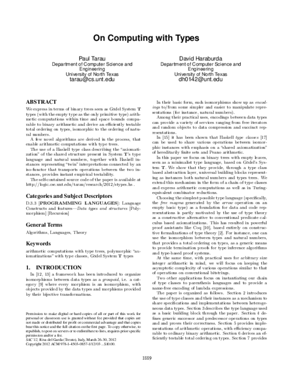 (PDF) On computing with types