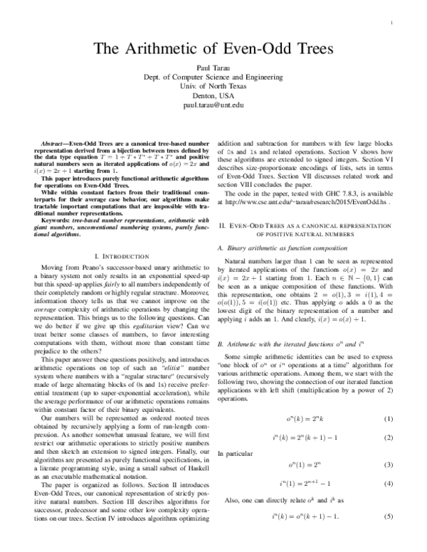 (PDF) The Arithmetic of Even-Odd Trees
