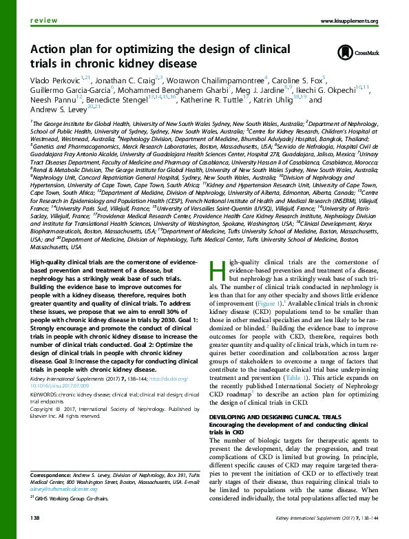 (PDF) Action plan for optimizing the design of clinical trials in chronic kidney disease