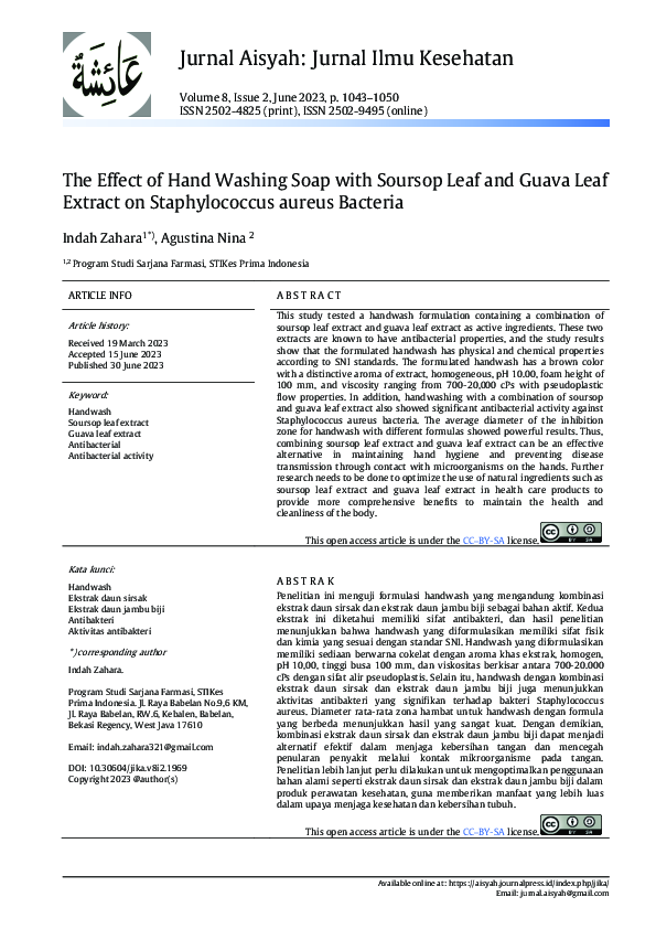 (PDF) The Effect of Hand Washing Soap with Soursop Leaf and Guava Leaf ...