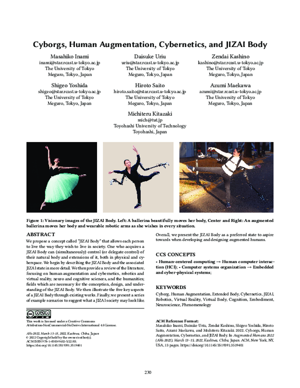 (PDF) Cyborgs, Human Augmentation, Cybernetics, and JIZAI Body