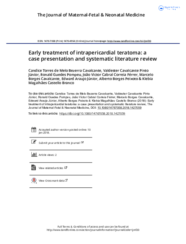 (PDF) Early treatment of intrapericardial teratoma: a case presentation ...