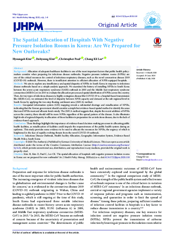 (PDF) The Spatial Allocation of Hospitals With Negative Pressure ...