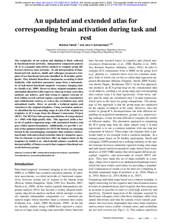 (PDF) An updated and extended atlas for corresponding brain activation ...