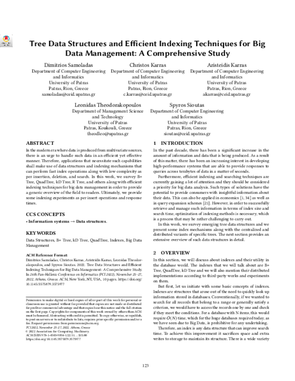 (PDF) Tree Data Structures and Efficient Indexing Techniques for Big Data Management: A ...