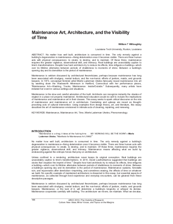 (PDF) Maintenance Art, Architecture, and the Visibility of Time