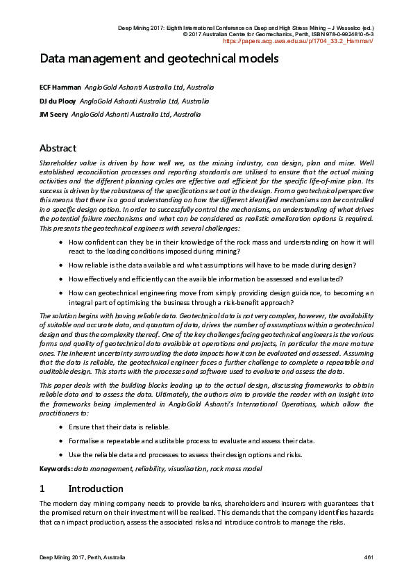 (PDF) Data management and geotechnical models