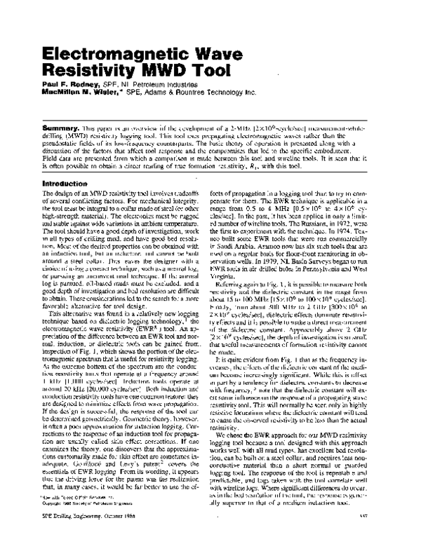 (PDF) Electromagnetic Wave Resistivity MWD Tool