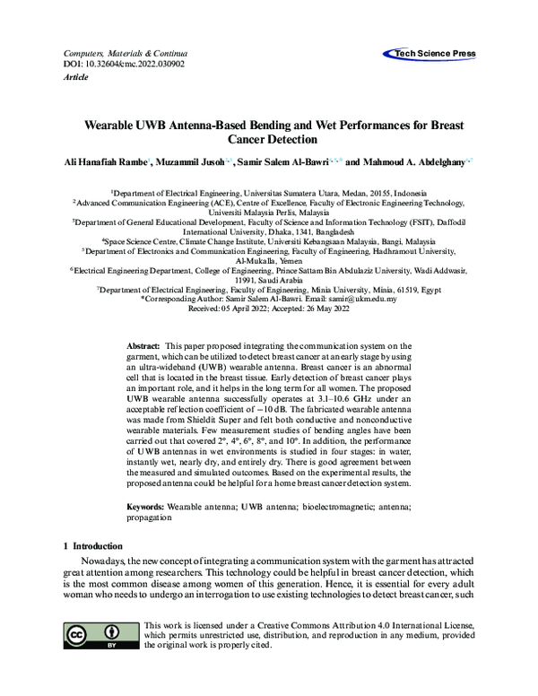 (PDF) Wearable UWB Antenna-Based Bending and Wet Performances for ...