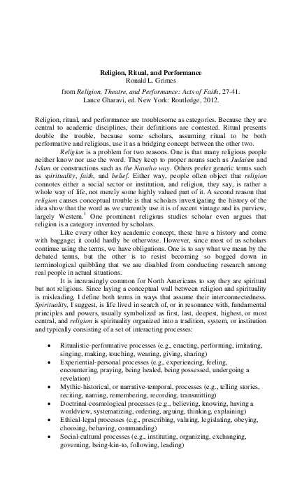 (PDF) Religion, Ritual, and Performance