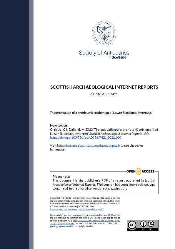 (PDF) The excavation of a prehistoric settlement at Lower Slackbuie ...