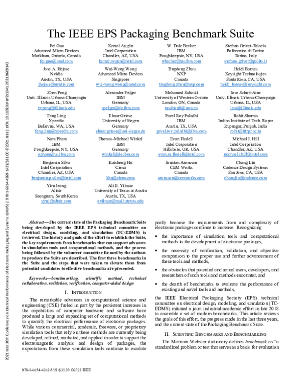 (PDF) The IEEE EPS Packaging Benchmark Suite
