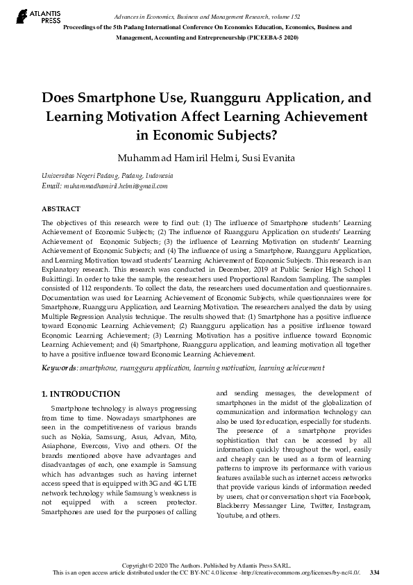 (PDF) Does Smartphone Use, Ruangguru Application, and Learning ...